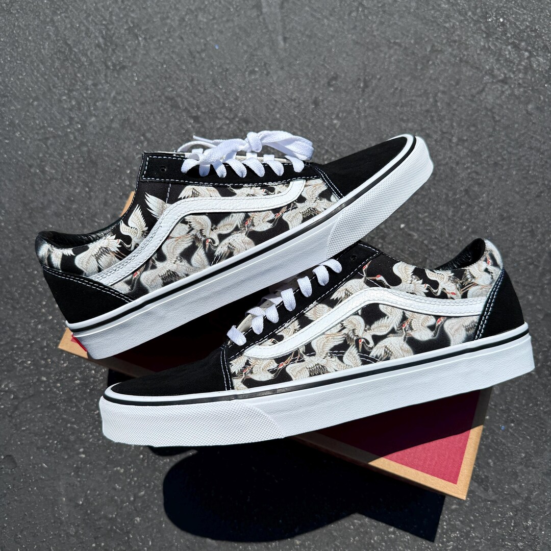 Custom Crane Slip on Vans - Gift for Bird Watcher, Japanese Gift ...