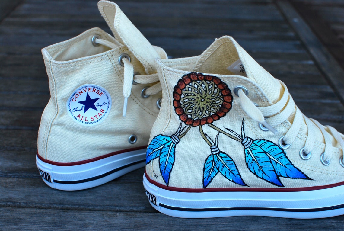 Custom Hand Painted Converse Sneakers Dream Catcher and - Etsy