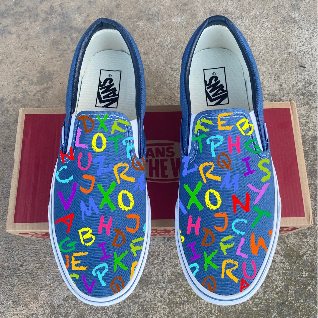 Big Letter Chalk Board Colorful Alphabet - Custom Vans Navy Slip on ...