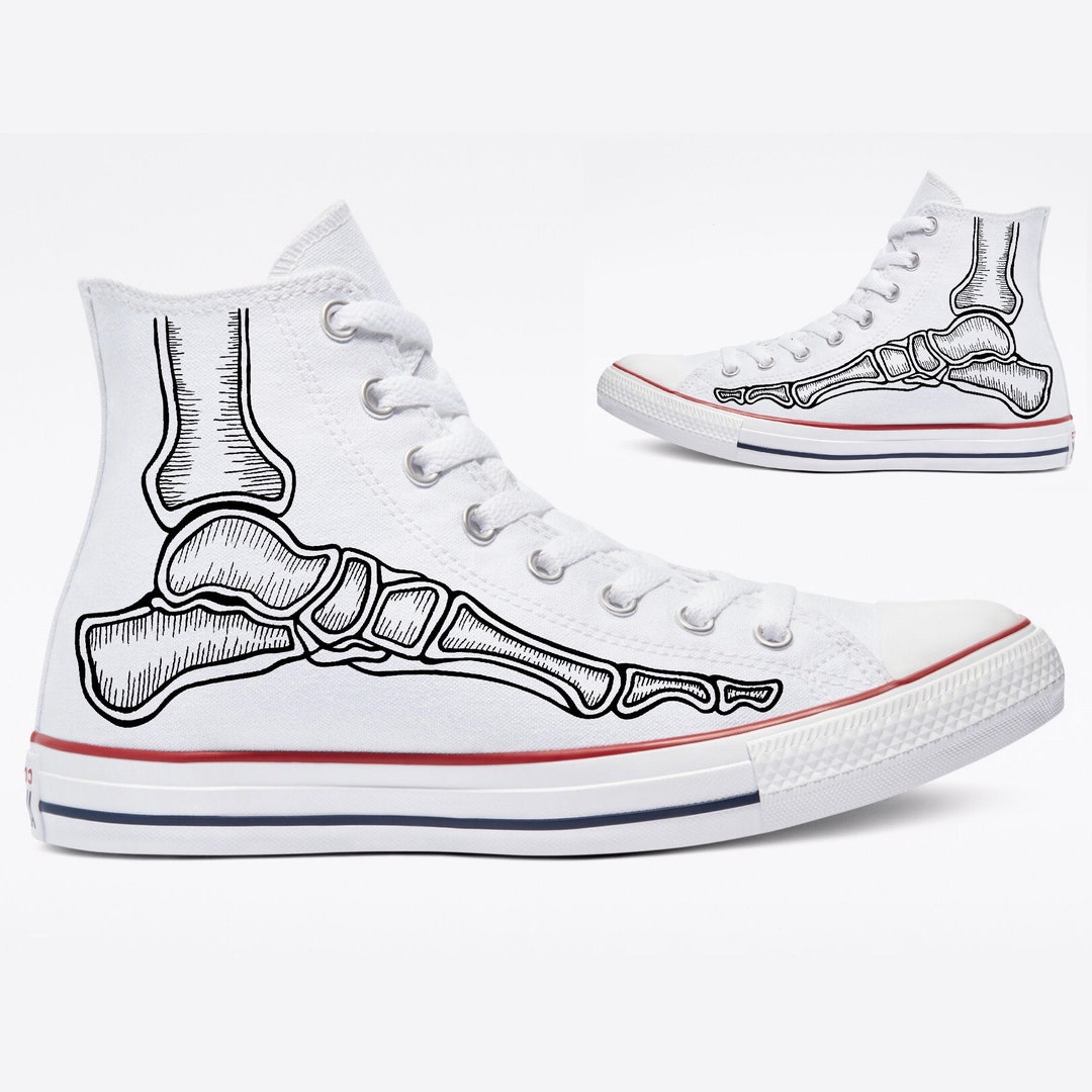 Custom Skeleton Feet White High Top Converse - Etsy