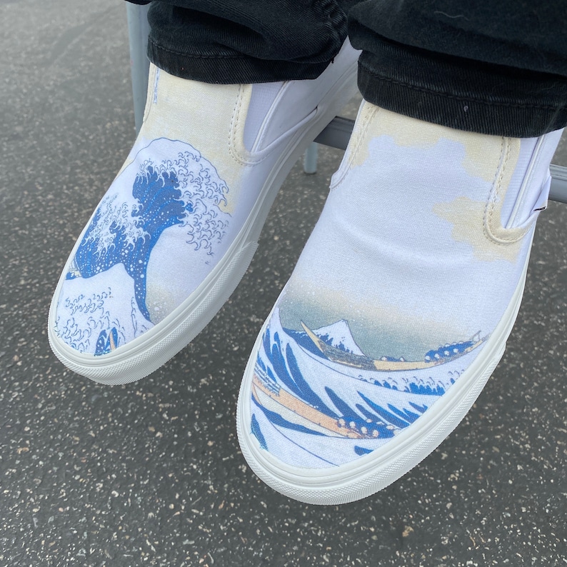 The Great Wave off Kanagawa Custom Slip on Vans - Men's and Women's ...