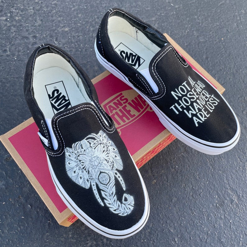 Custom Elephant Vans Slip on Shoes Not All Those Who Wander - Etsy UK