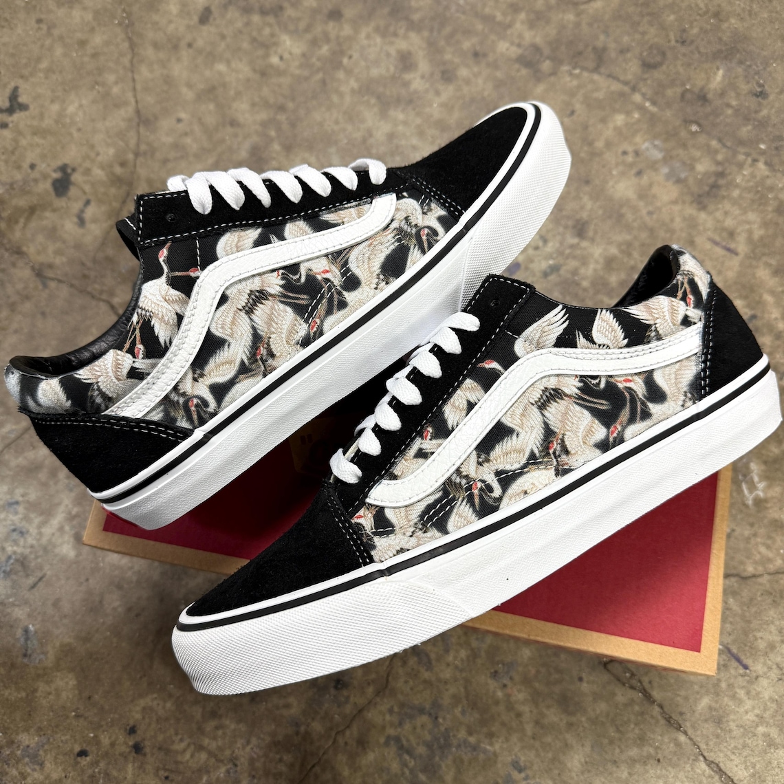 Custom Crane Slip on Vans - Gift for Bird Watcher, Japanese Gift ...