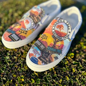 Joshua Tree National Park California - Custom Vans White Slip on ...