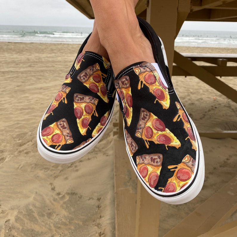 Pizza Vans Slip Ons Men's and Women's Shoes - Etsy