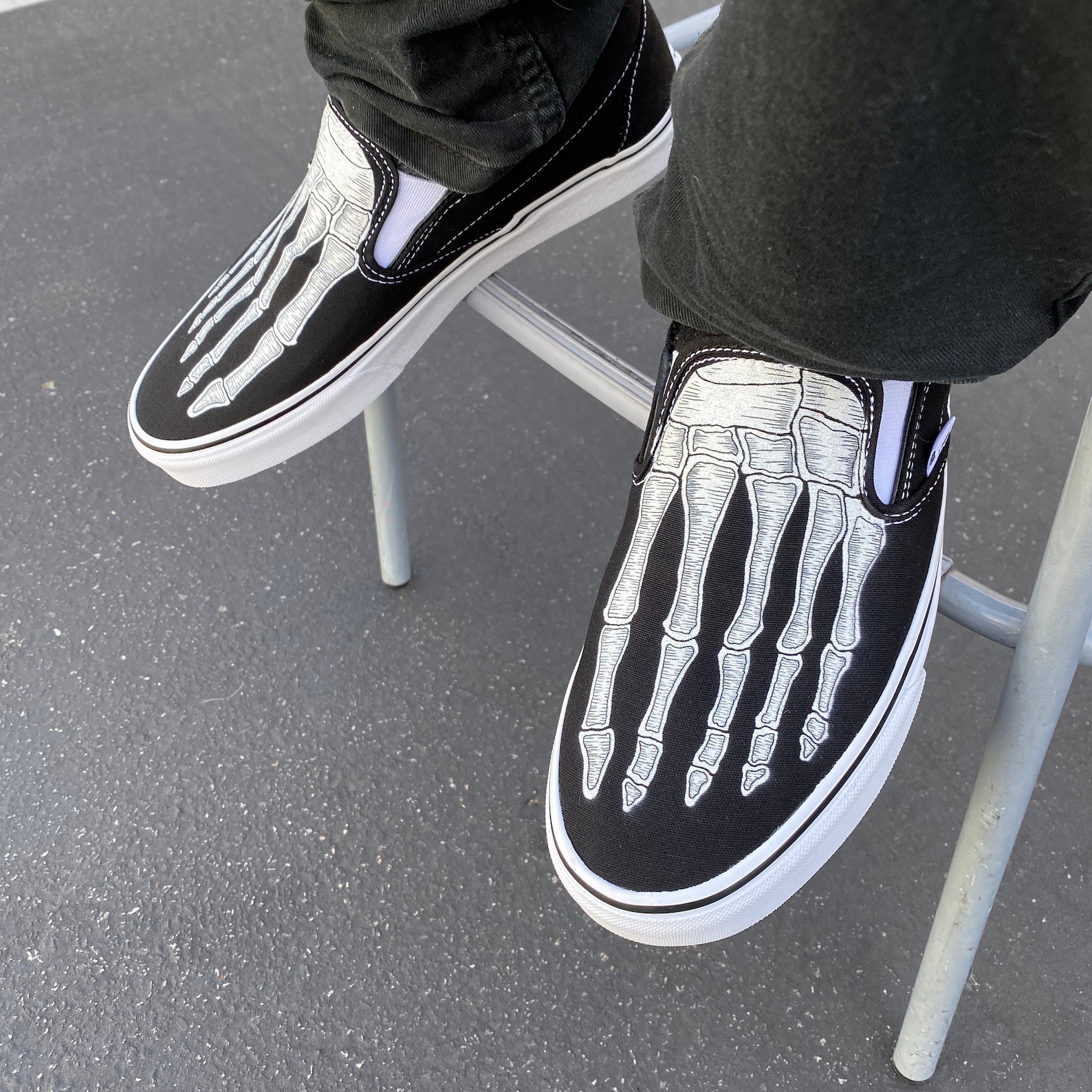 Skeleton Boney Feet Custom Vans Slip on Shoes - Etsy