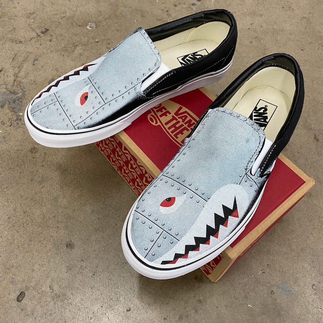 Fight Jet Bomber Plane P-40 Warhawk Theme Vans Slip on Shoes - Custom ...