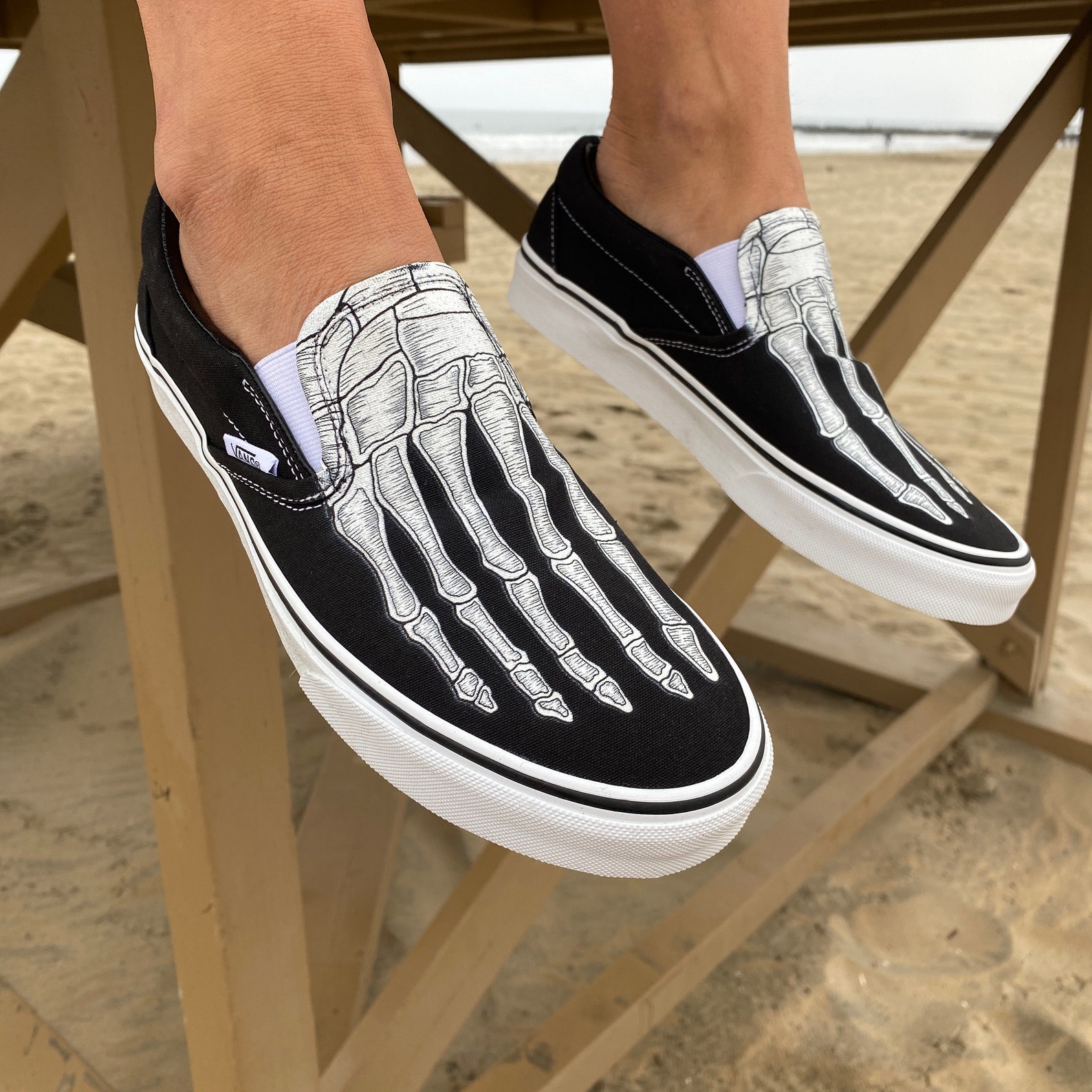 Skeleton Boney Feet Custom Vans Slip on Shoes - Etsy