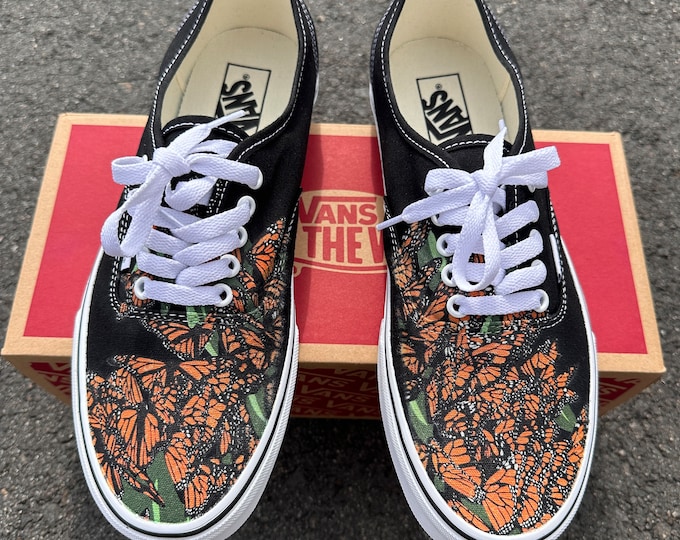 Checkerboard Monarch Butterfly Custom Vans Brand Slip-on Shoes - Etsy ...