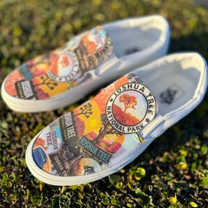 Joshua Tree National Park California - Custom Vans White Slip on ...
