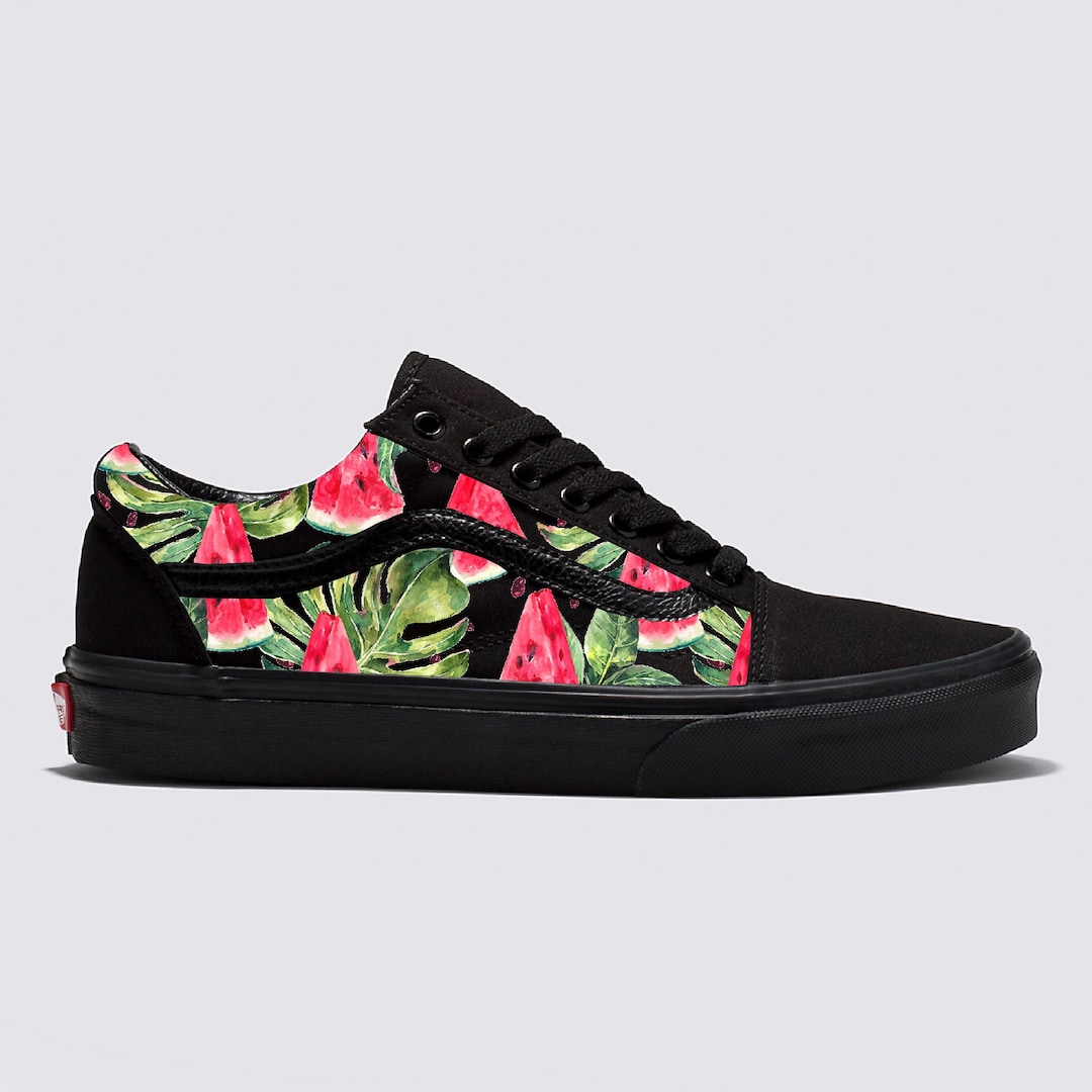 Watermelon Pattern on Black/black Old Skool Vans Shoes - Women's and ...