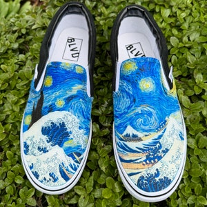 The Great Wave and Vincent Van Gogh Starry Night BLVD Original Slip on ...