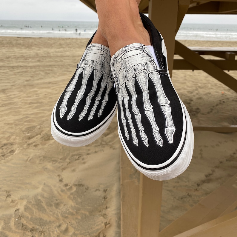 Skeleton Boney Feet Custom Vans Slip on Shoes - Etsy