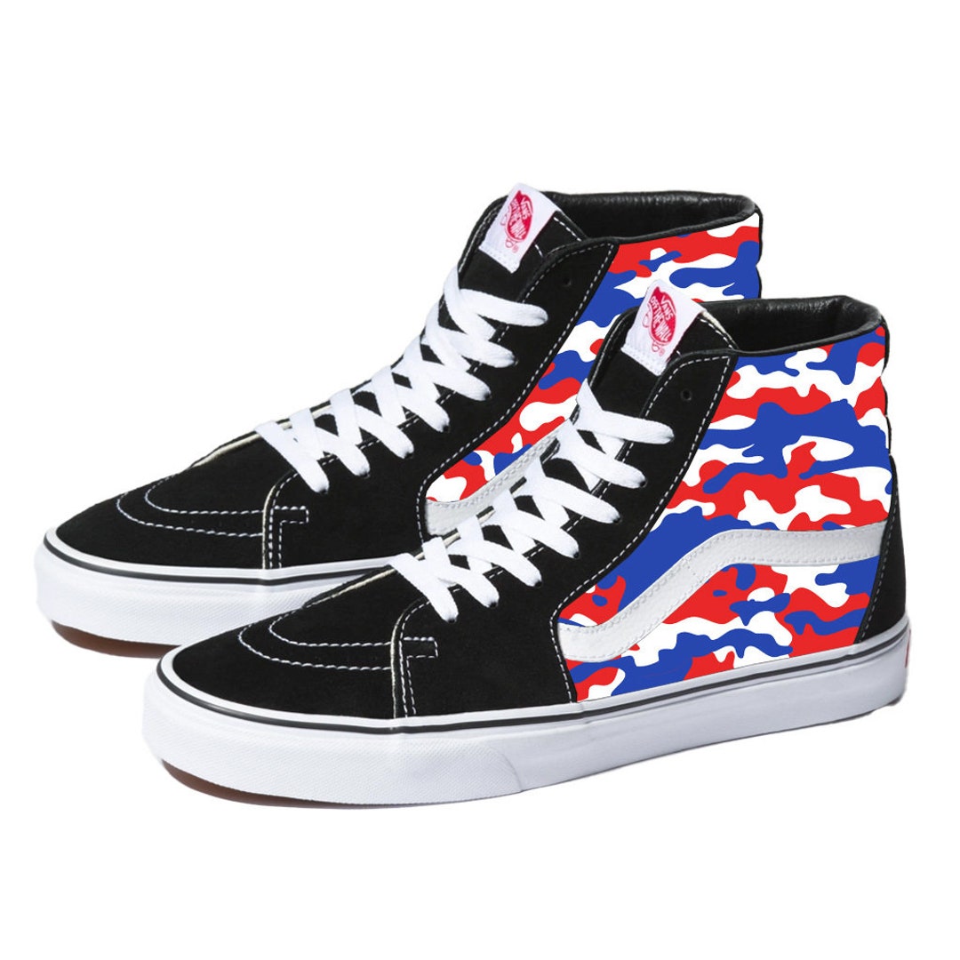 Colorful Classic OG Camo Red White Blue Camouflage Custom Sk8 Hi Vans ...