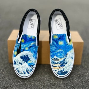 The Great Wave and Vincent Van Gogh Starry Night BLVD Original Slip on ...