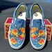 Orange Poppy Flower Spring Floral Navy Slip on Vans for Men and Women ...