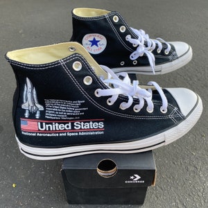 NASA Chucks Custom Black High Top Converse - Etsy