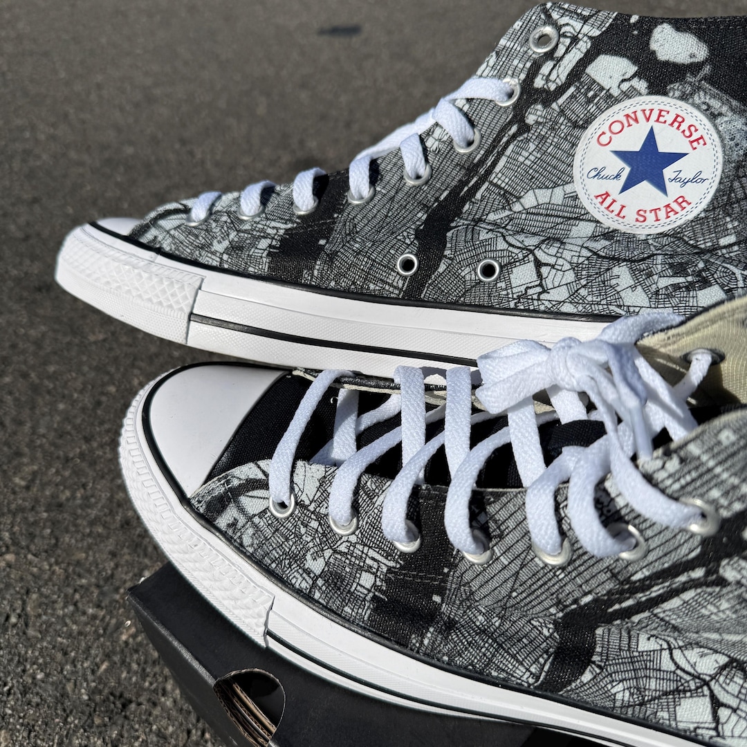 NYC Map on High Top Converse Chuck Taylor Sneakers - Customized New ...