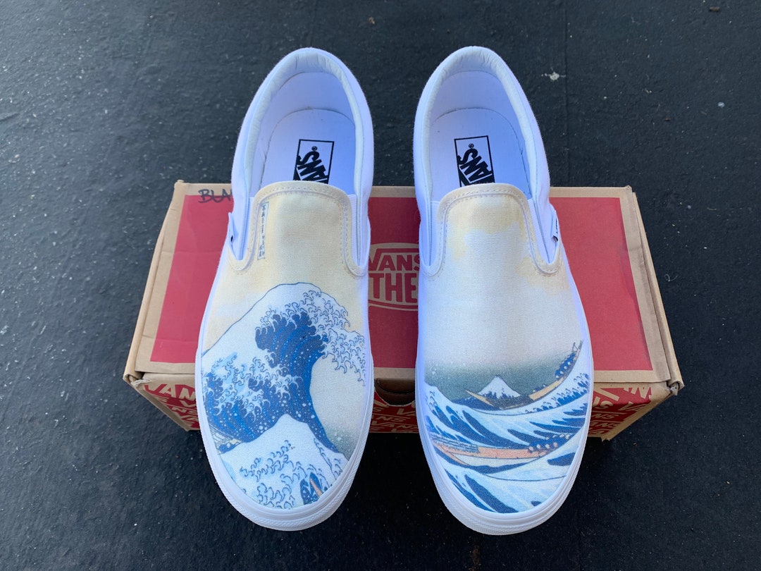 The Great Wave off Kanagawa Custom Slip on Vans - Men's and Women's ...