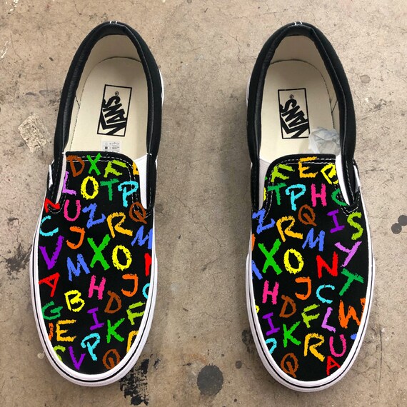 Big Letter Chalk Board Colorful Alphabet Custom Vans Black - Etsy