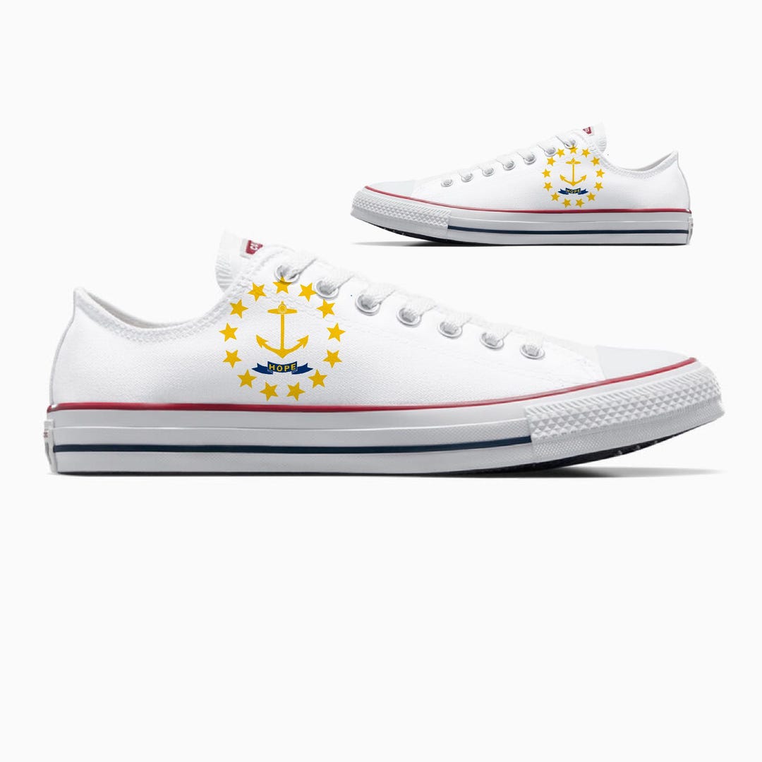 Rhode Island State Flag White Converse Low Top Shoes - Women's and Mens ...