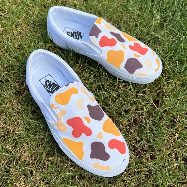 Pink Cow Print Vans Hand-painted Slip-on Vans Pink Cow Print Strawberry ...