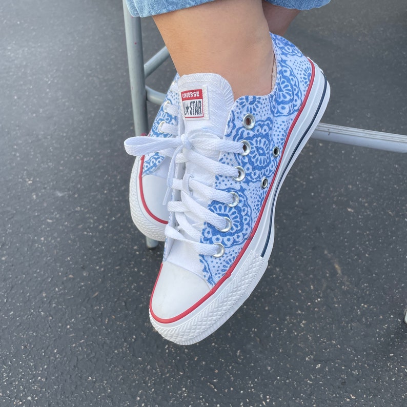 Bohemian Pattern White Low Top Converse Shibori Print Ikat - Etsy