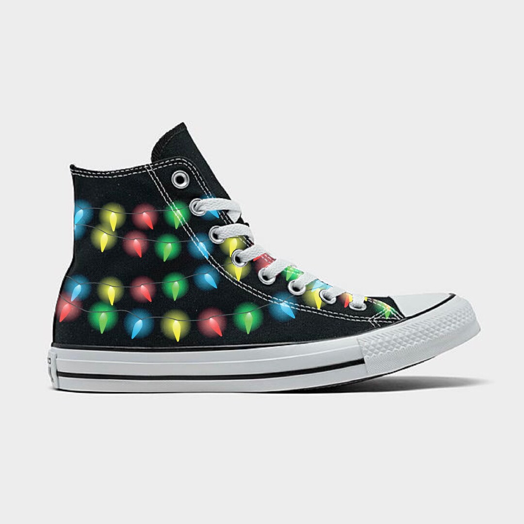 Christmas Lights on High Top Converse Shoes Custom Xmas Sneakers - Etsy