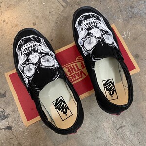 Custom Slip on Vans - Skeleton Skull Head - Etsy