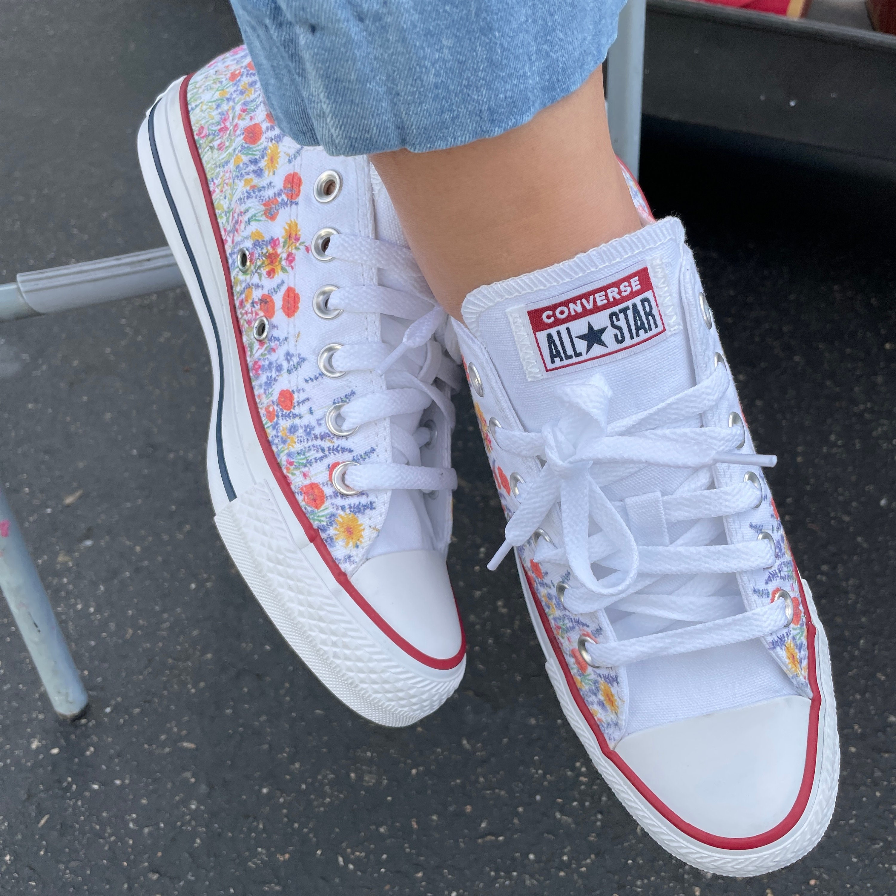 Flower Shoes Flower Field Custom Low Top Converse - Etsy
