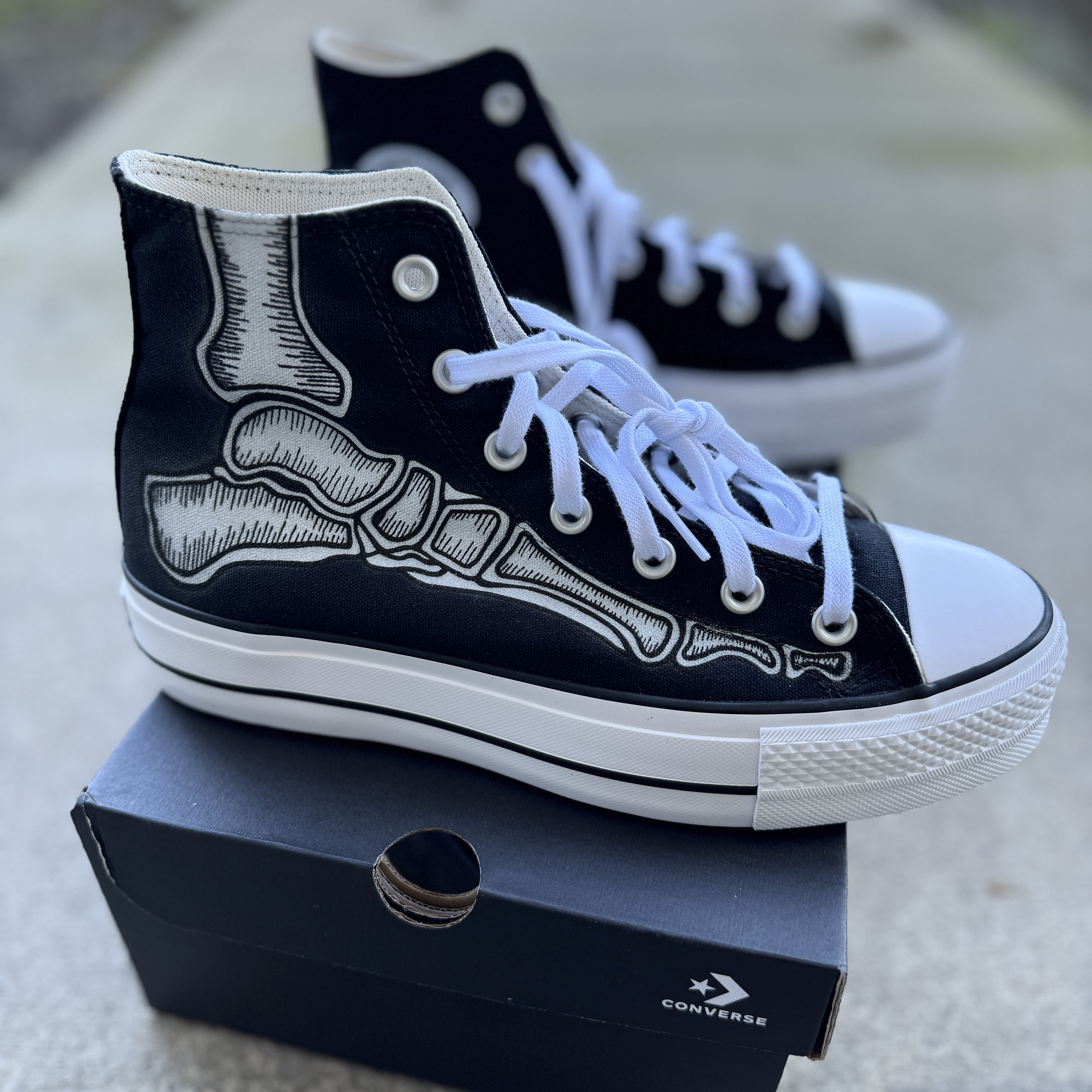 Platform Custom Skeleton Feet Shoes - Converse High Top for Women - Etsy