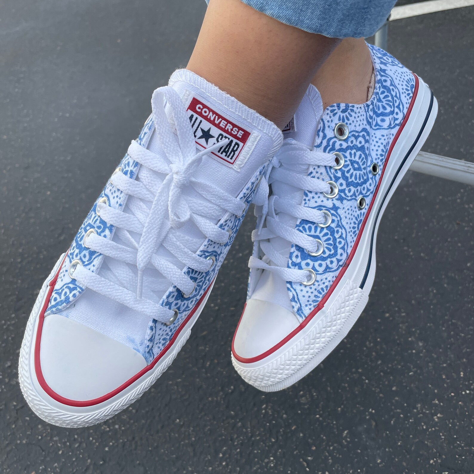 Bohemian Pattern White Low Top Converse Shibori Print Ikat | Etsy