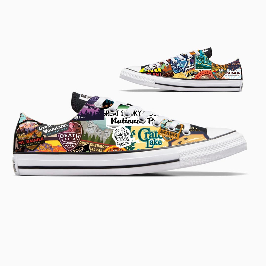 Customized Black Converse Chuck Taylor Low Top Shoes With USA National ...