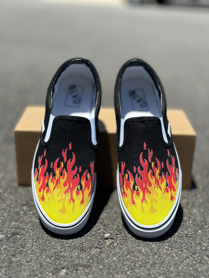 Flames Custom BLVD Slip on Shoes - Etsy