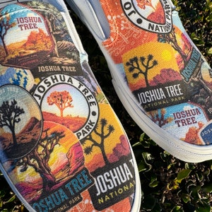 Joshua Tree National Park California - Custom Vans White Slip on ...
