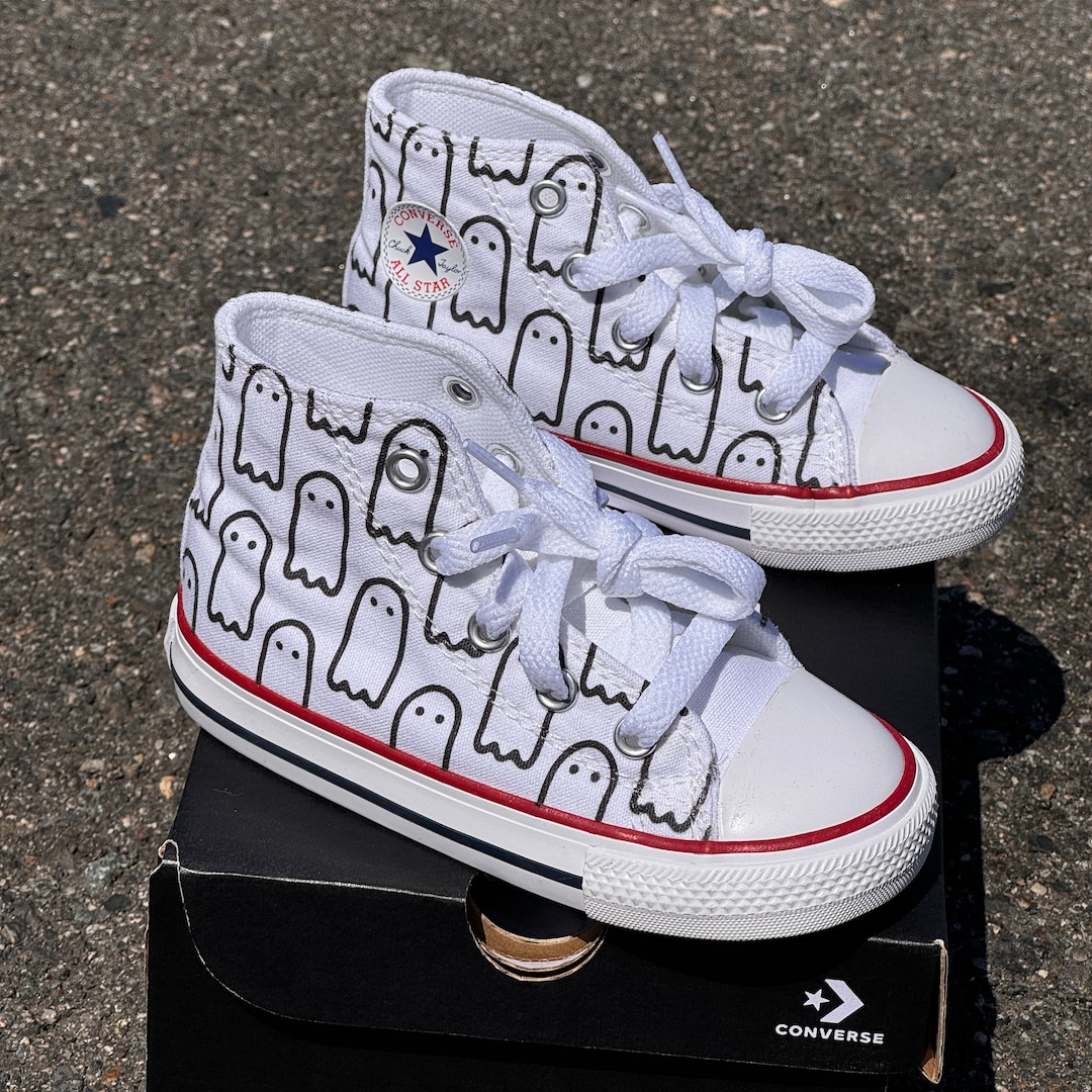 Cute Spooky Ghost Pattern Custom Converse Shoes for Toddlers and Kids ...