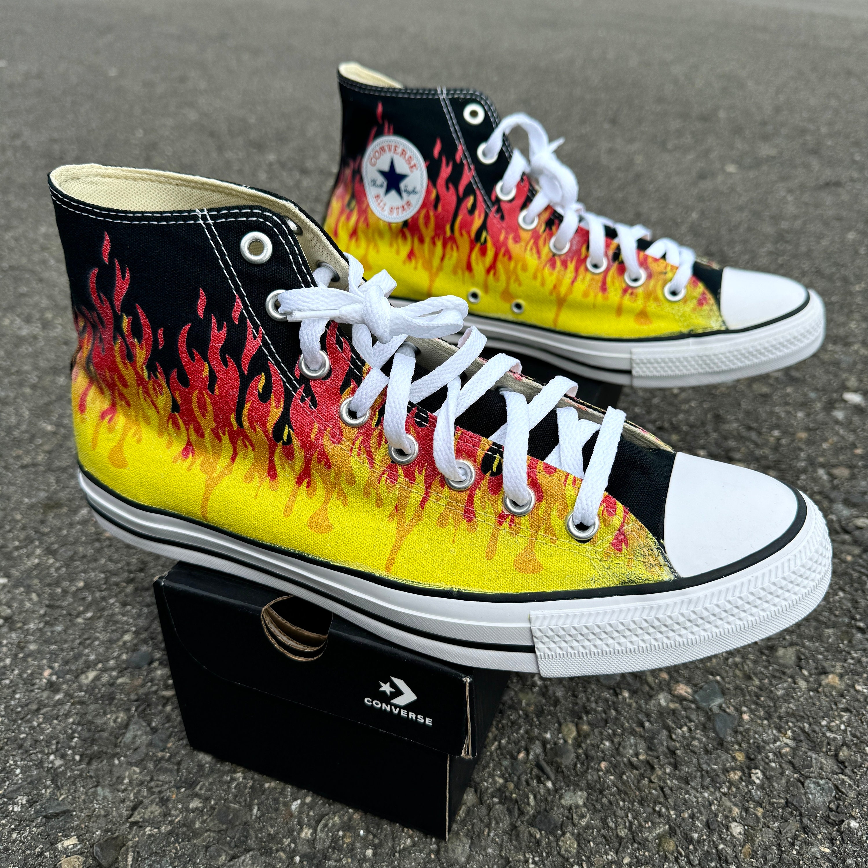 Custom Hot Rod Flames Sneakers - Hot Rod Inspired Flames on Converse ...