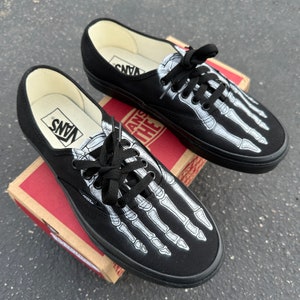 Custom Skeleton Feet X-ray Black/black Vans Authentic Lace up Shoes ...