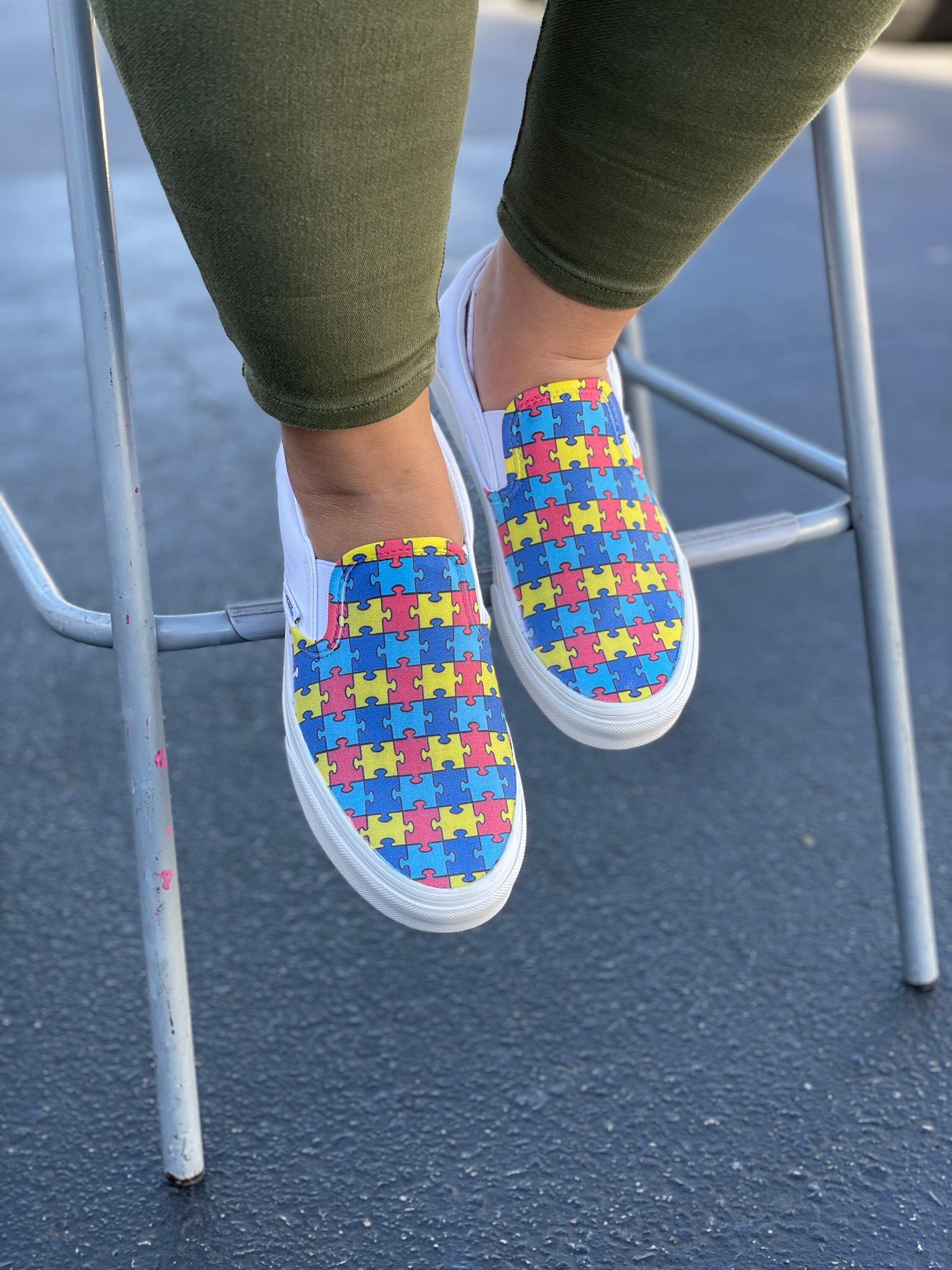 Custom Vans Shoes Puzzle Pieces Autism Awareness Slip on Shoes for ...
