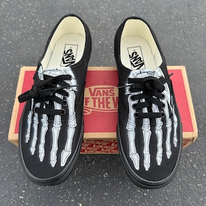 Custom Skeleton Feet X-ray Black/black Vans Authentic Lace up Shoes ...