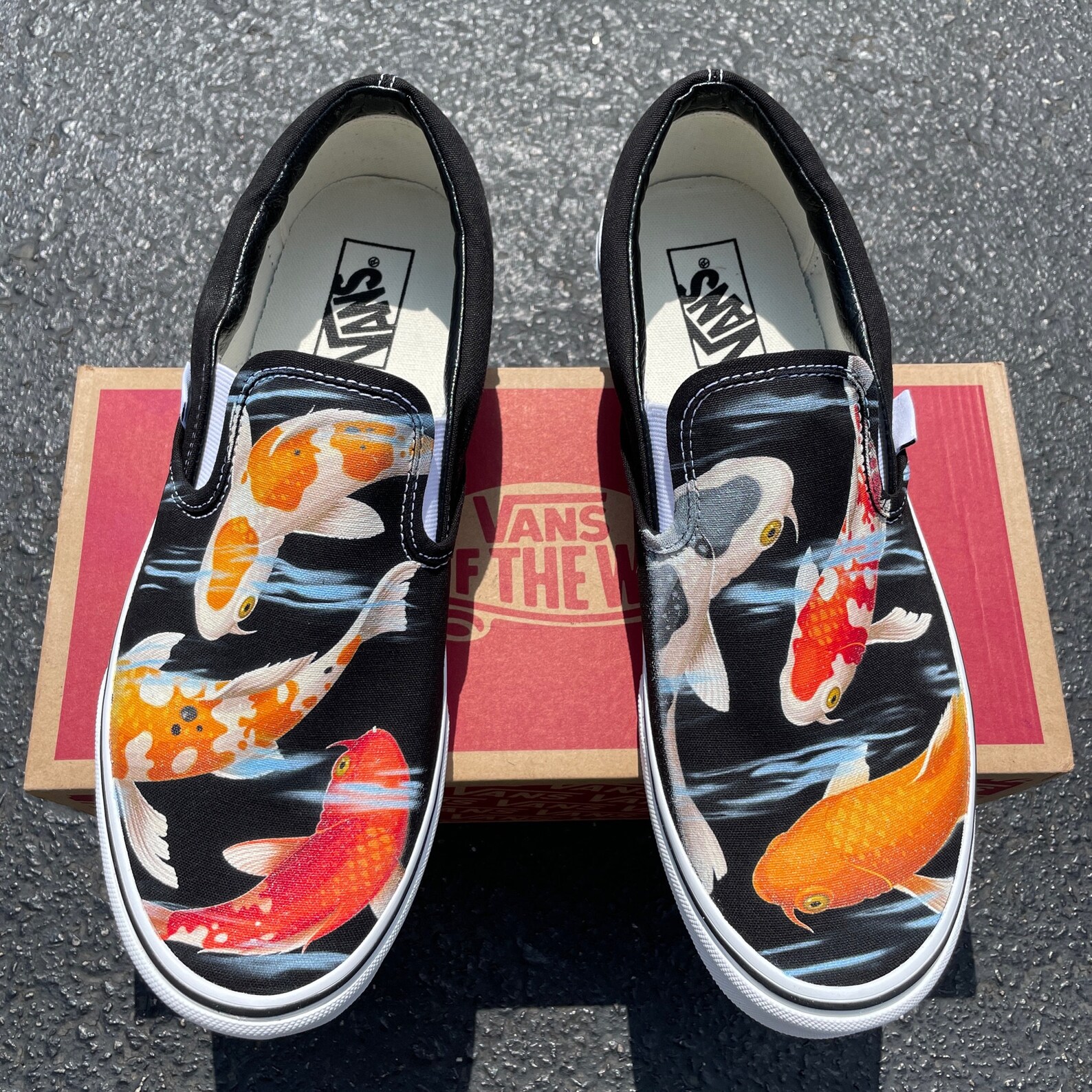 Koi Pond - Black Slip on Vans Fancy Carp Fish Japanese Goldfish Koi ...