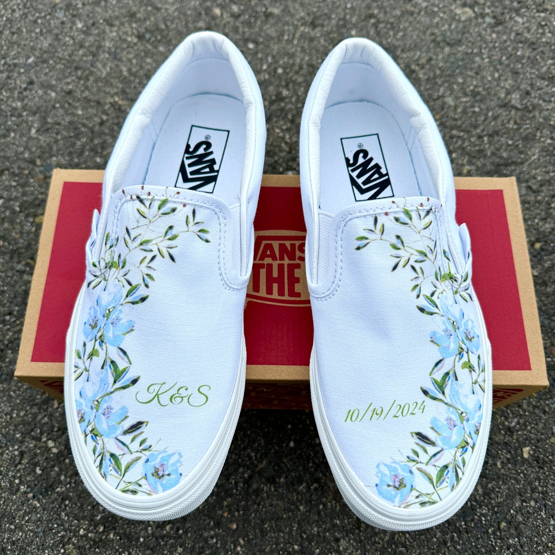 Personalizable Wedding Custom Slip on Vans Bridal Shoes With Initials ...