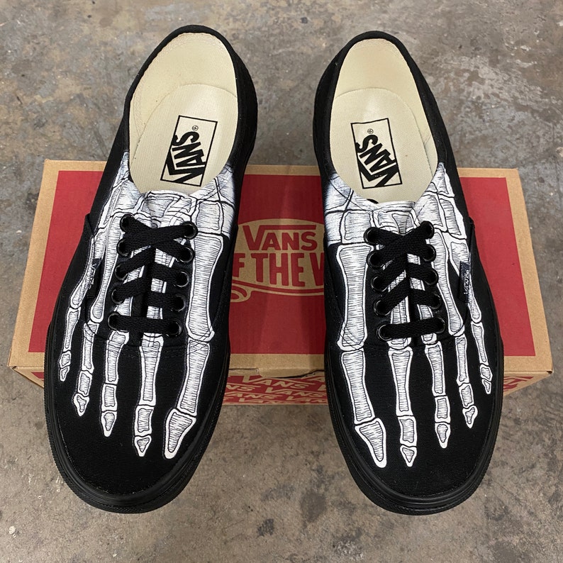 Custom Skeleton Feet X-ray Black/black Vans Authentic Lace up - Etsy
