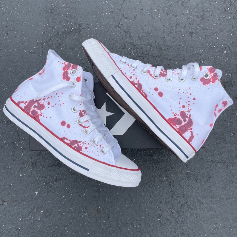 Blood Splatter White High Tops Custom High Top Converse - Etsy