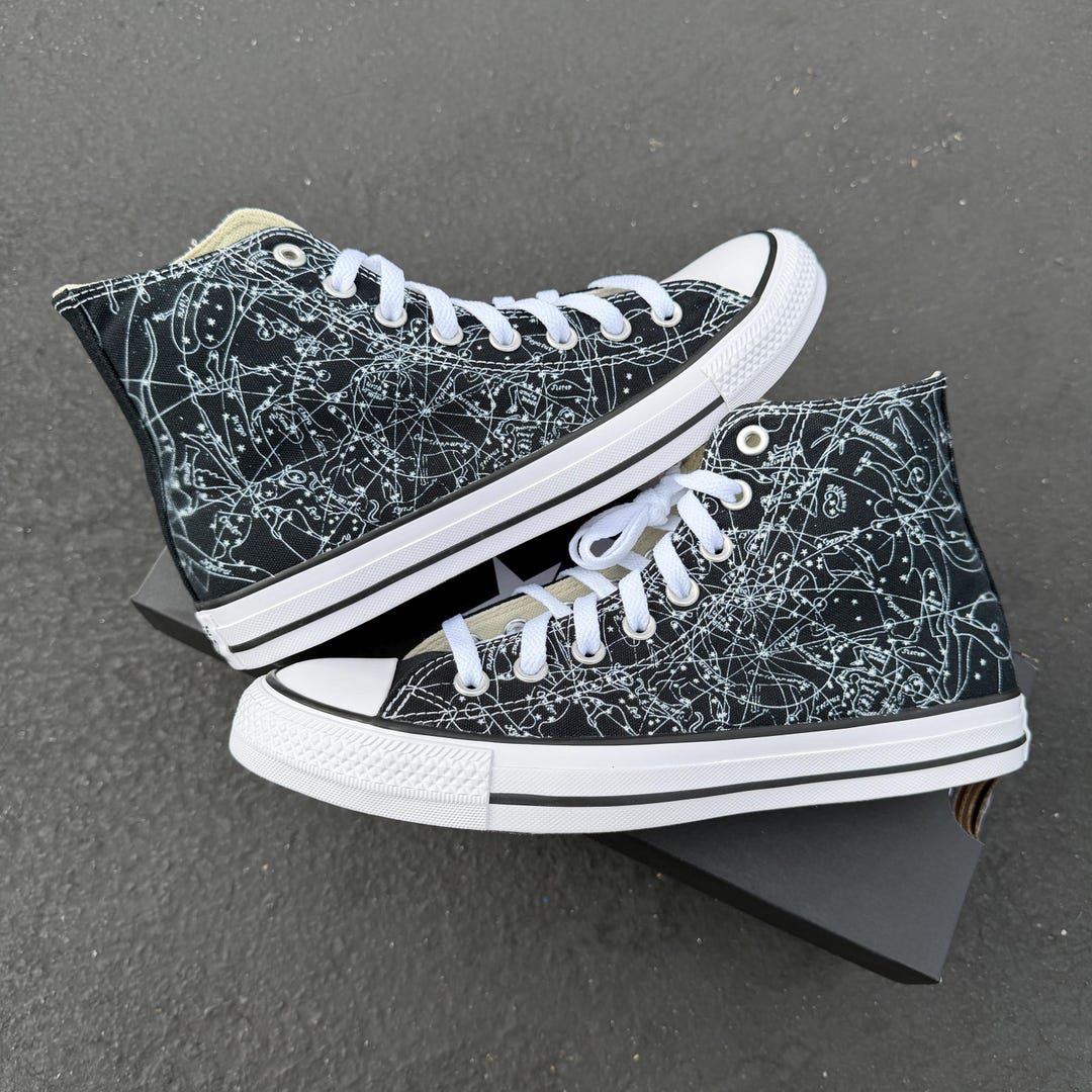 Astronomy Star Map Constellation - Black High Top Converse - Etsy