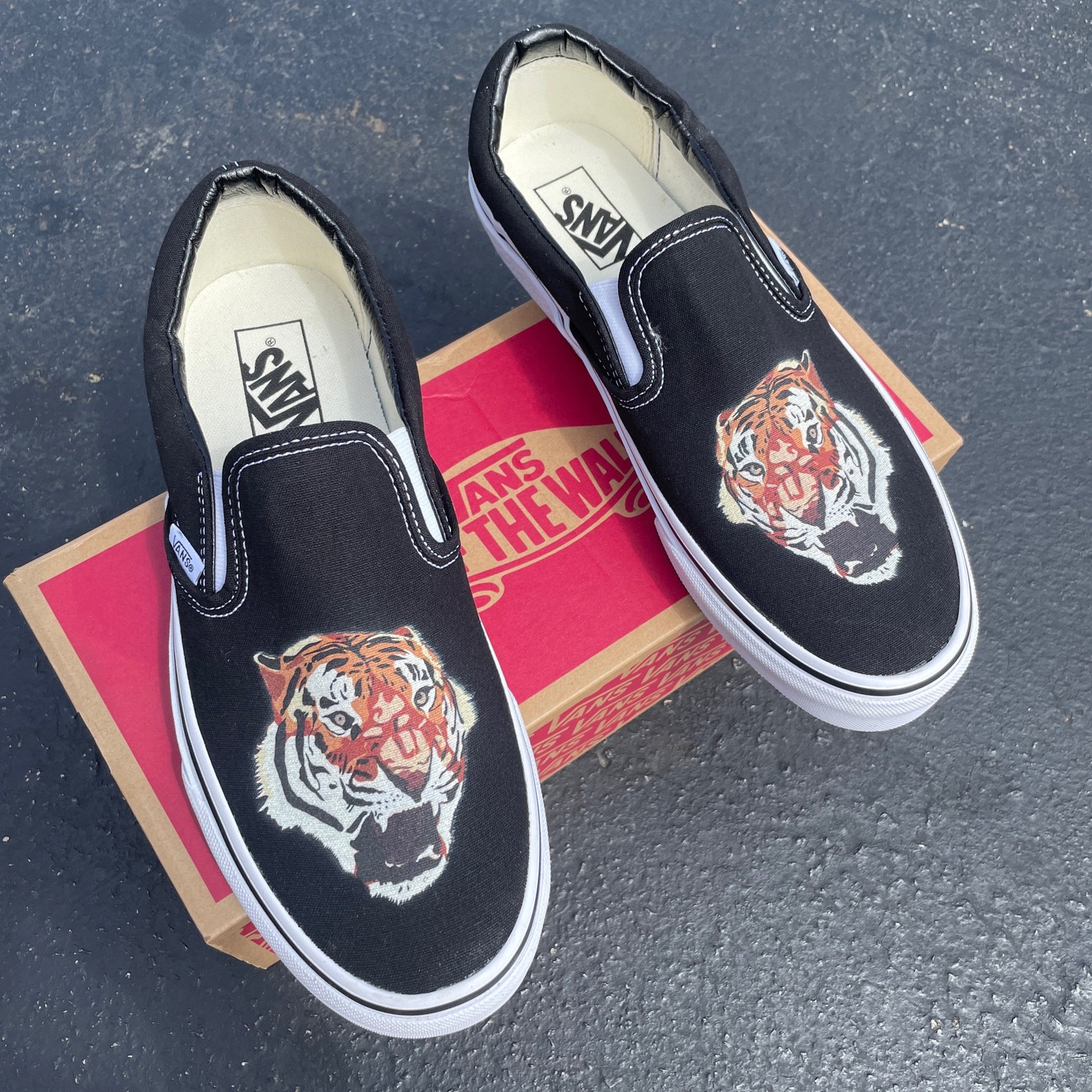 Tiger Face Vans Tiger King Mens and Womens Vans Slip on - Etsy