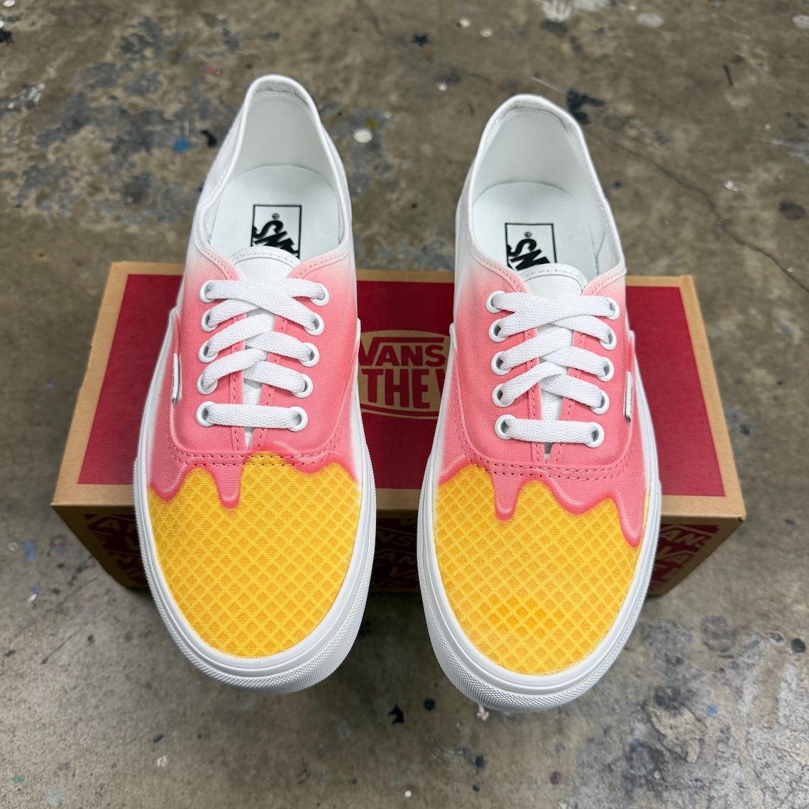 Ice Cream Dripping on Waffle Cone Vans Authentic Shoes - Women's and ...