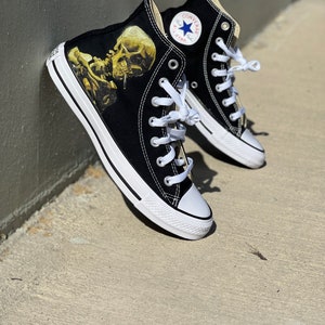 Van Gogh Smoking Skeleton Custom High Top Converse Spooky Halloween ...