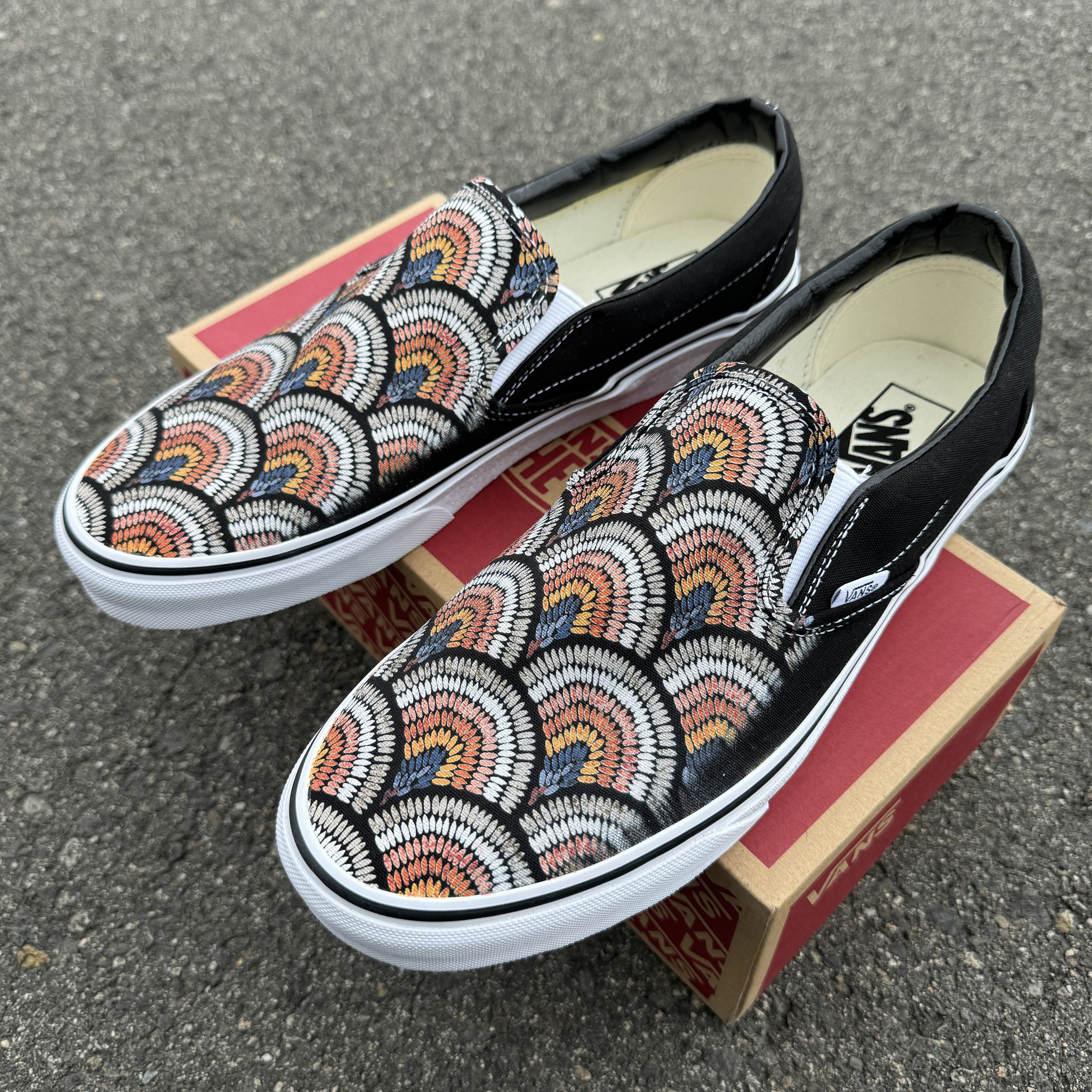 Bohemian Style Rainbow Pattern Vans Slip on Shoes - Women's and Men's ...
