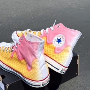Waffle Cone Ice Cream Drip White Converse High Top Shoes - Women's and ...